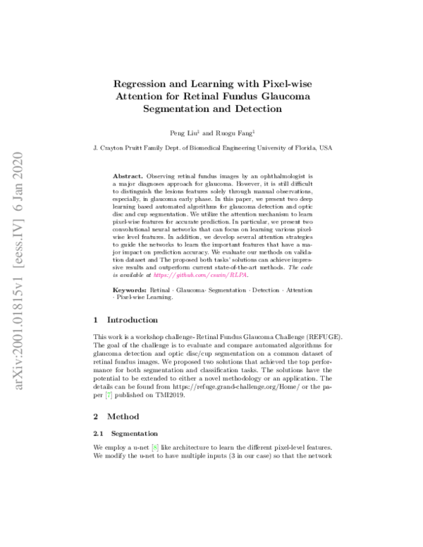 (PDF) Regression and Learning with Pixel-wise Attention for Retinal Fundus Glaucoma Segmentation ...