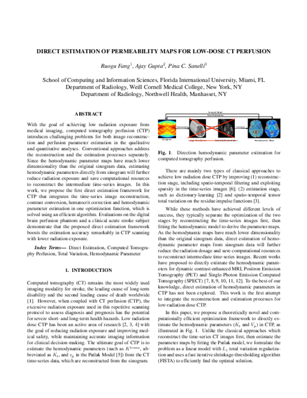 (PDF) Direct estimation of permeability maps for low-dose CT perfusion