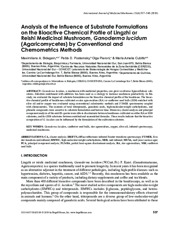 (PDF) Analysis of the Influence of Substrate Formulations on the Bioactive Chemical Profile of ...