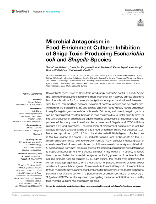 (PDF) Microbial Antagonism in Food-Enrichment Culture: Inhibition of ...