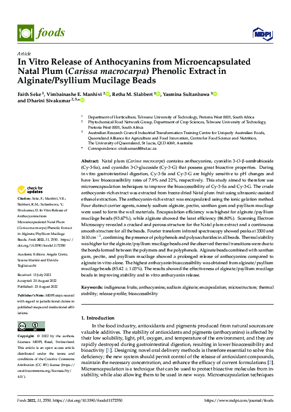 (PDF) In Vitro Release of Anthocyanins from Microencapsulated Natal ...