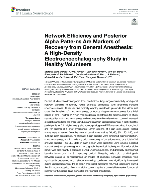 (PDF) Network Efficiency and Posterior Alpha Patterns Are Markers of ...