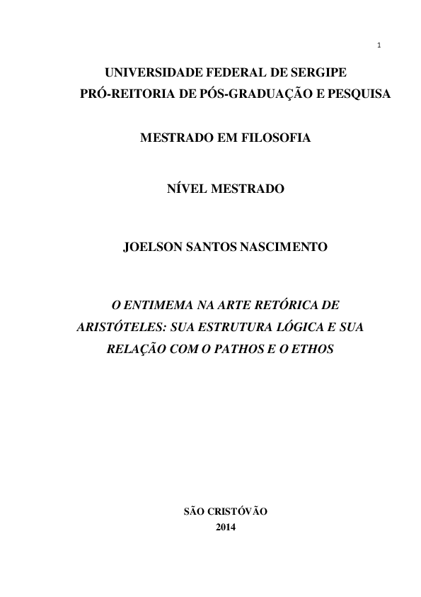 (PDF) O entimema na arte retórica de Aristóteles : sua estrutura lógica ...