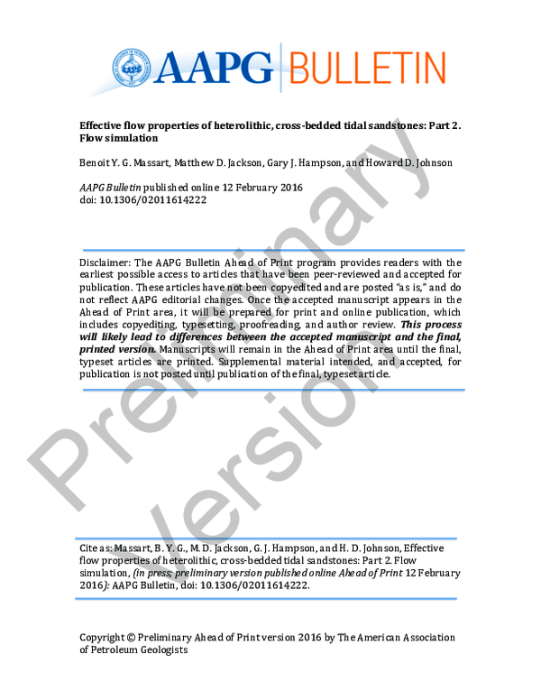 (PDF) Effective flow properties heterolithic, cross-bedded tidal ...