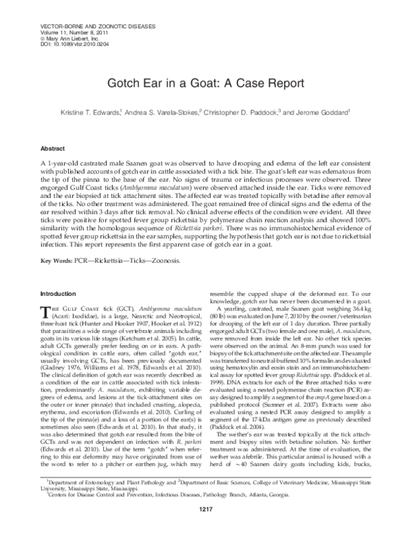 (PDF) Gotch Ear in a Goat: A Case Report