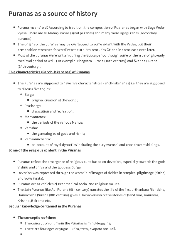 (PDF) Puranas as a source of history