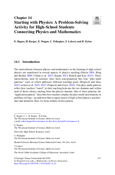 (PDF) Starting with Physics: A Problem-Solving Activity for High-School Students Connecting ...