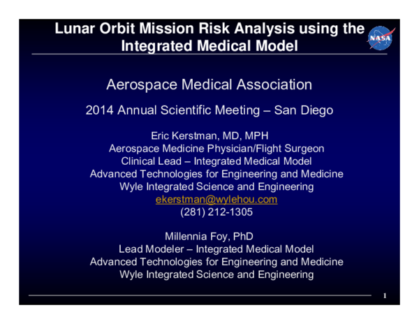 (PDF) Lunar Orbit Mission Risk Analysis Using the Integrated Medical Model