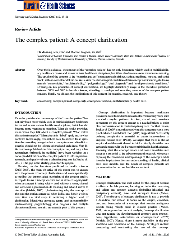 (PDF) The complex patient: A concept clarification