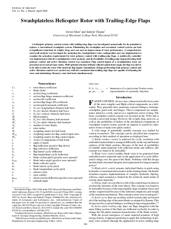 (PDF) Swashplateless Helicopter Rotor with Trailing-Edge Flaps
