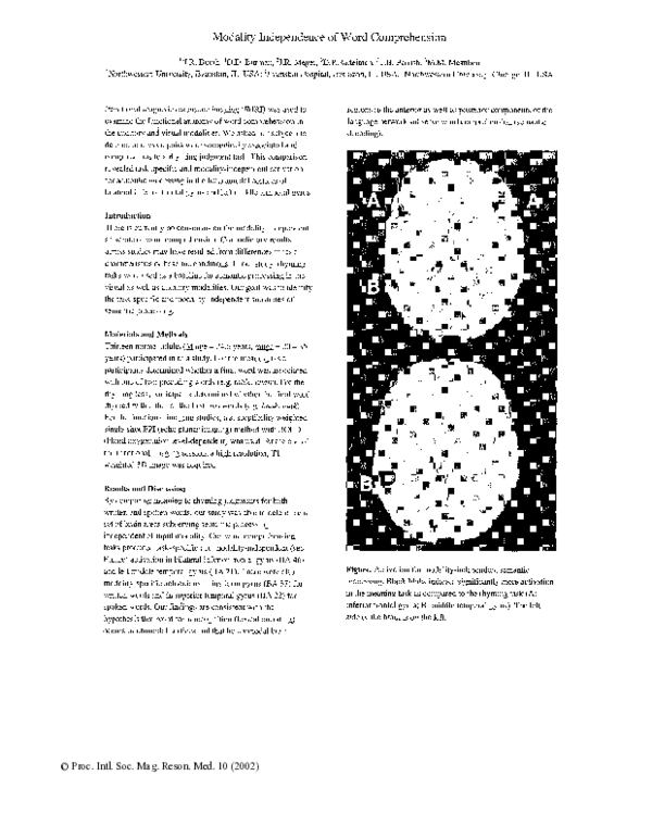 (PDF) Modality independence of word comprehension