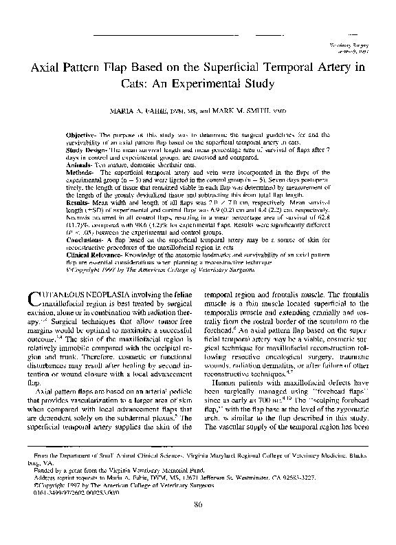 (PDF) Axial Pattern Flap Based on the Superficial Temporal Artery in ...