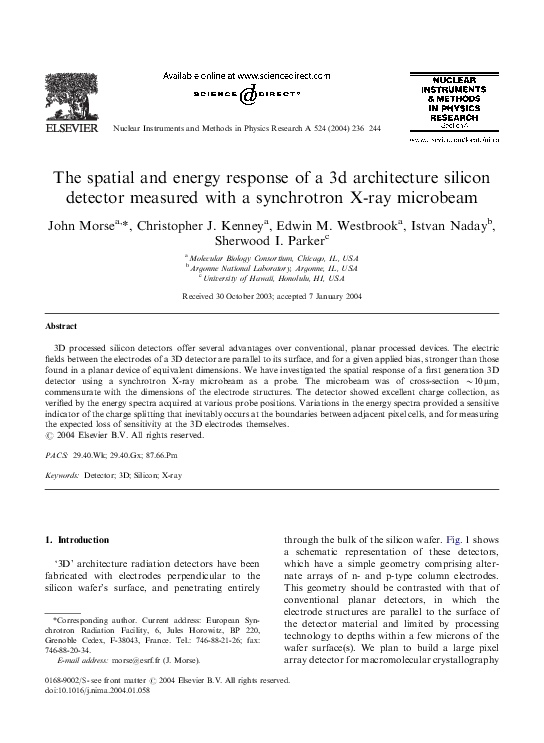 (PDF) The spatial and energy response of a 3d architecture silicon ...
