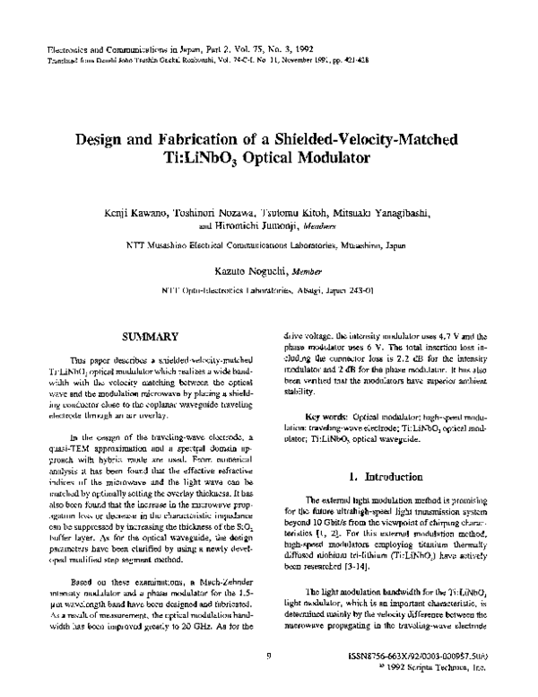 Pdf Design And Fabrication Of A Shielded Velocity Matched Ti Linbo3