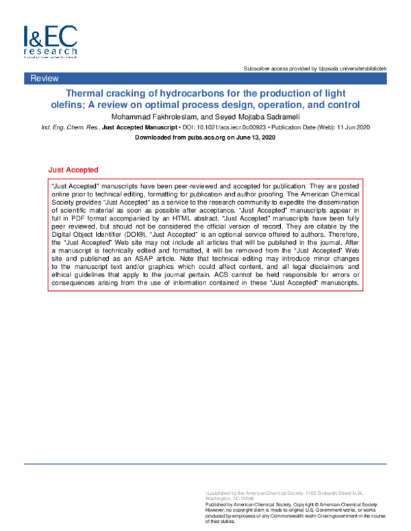 (PDF) Thermal Cracking of Hydrocarbons for the Production of Light ...