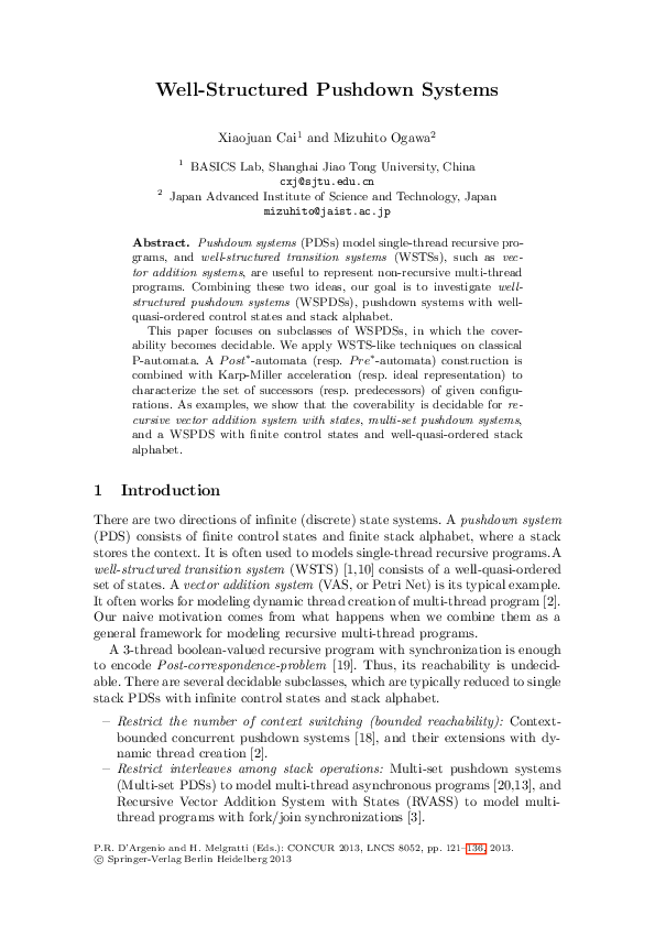 (PDF) Well-Structured Pushdown Systems