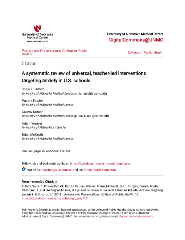 (PDF) A systematic review of universal, teacher-led interventions ...