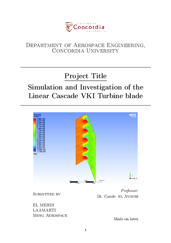 Pdf Cfd Of The Linear Cascade Vki Turbine Blade