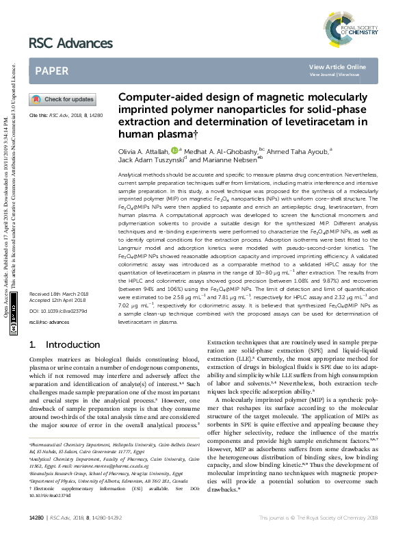 Pdf Computer Aided Design Of Magnetic Molecularly Imprinted Polymer