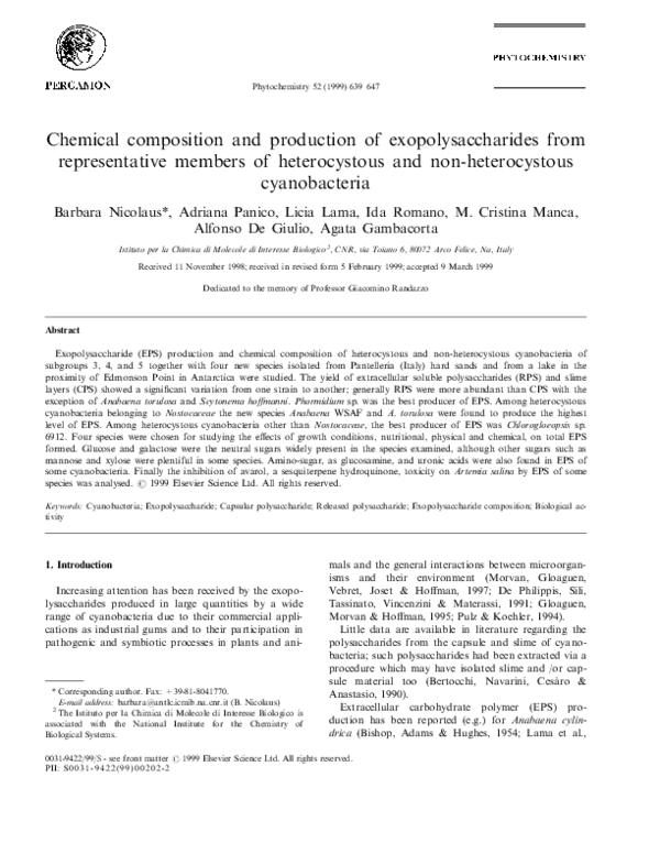 Chemical composition and production of exopolysaccharides from ...