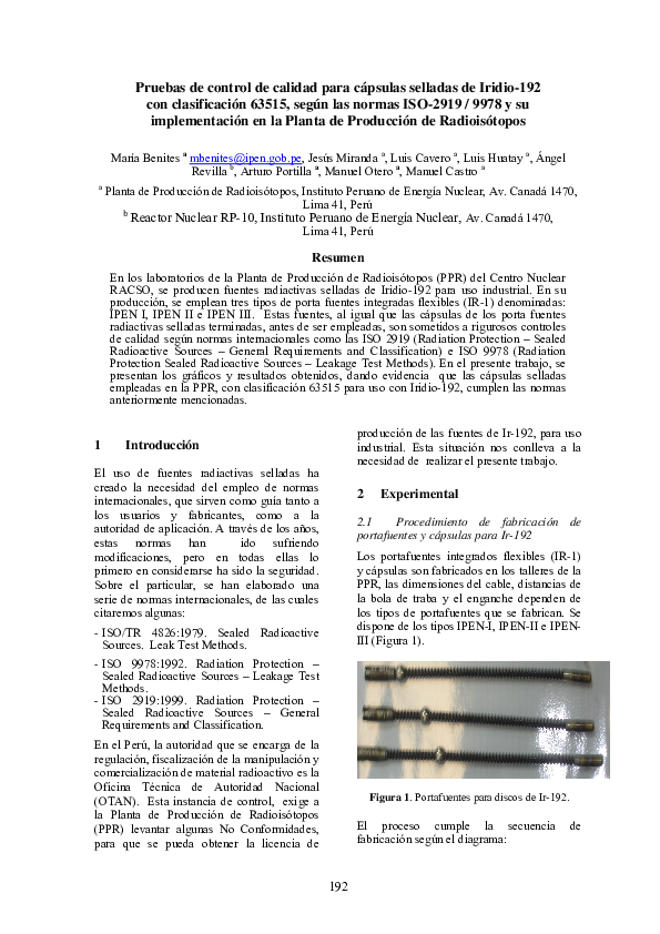 (PDF) Pruebas de control de calidad para cápsulas selladas de Iridio ...