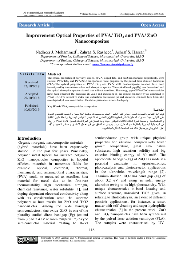 (PDF) Improvement Optical Properties of PVA/ TiO2 and PVA/ ZnO ...