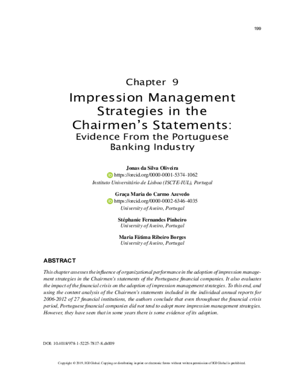 (PDF) Impression Management Strategies in the Chairmen's Statements ...