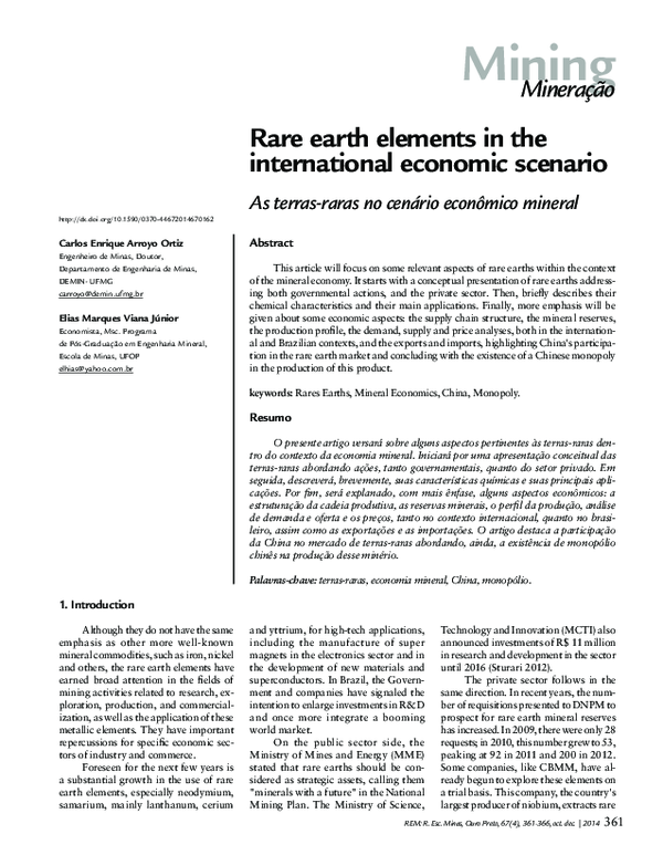 (PDF) Rare earth elements in the international economic scenario