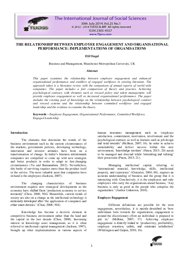 (PDF) The Relationship Between Employee Engagement and Organisational ...