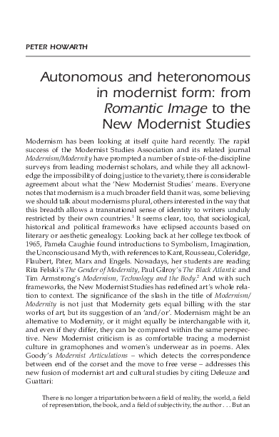 (PDF) Autonomous and heteronomous in modernist form: from Romantic ...