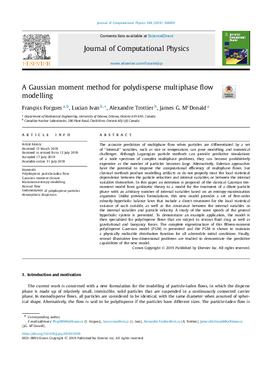 Pdf A Gaussian Moment Method For Polydisperse Multiphase Flow Modelling