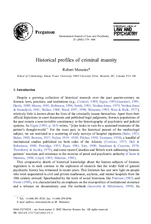 (PDF) Historical profiles of criminal insanity