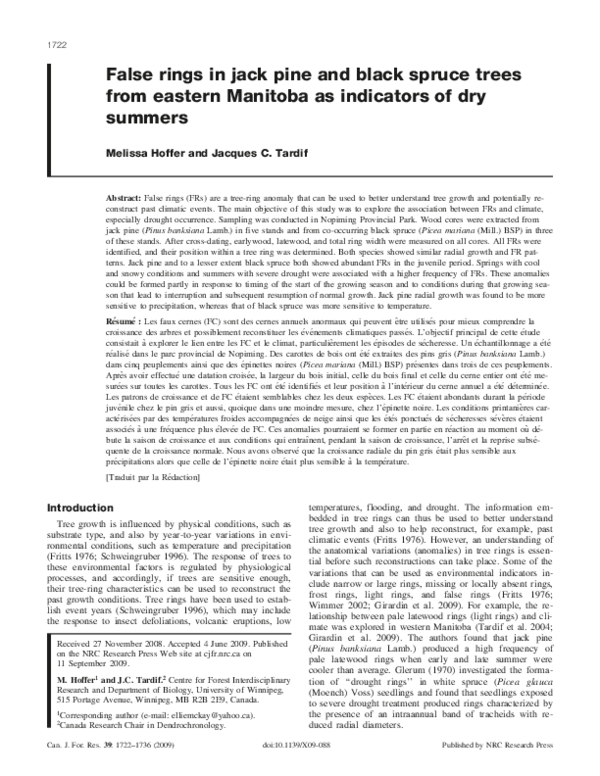 (PDF) False rings in jack pine and black spruce trees from eastern ...