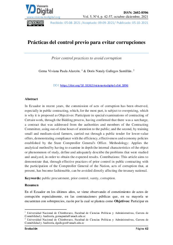 (PDF) Prácticas del control previo para evitar corrupciones