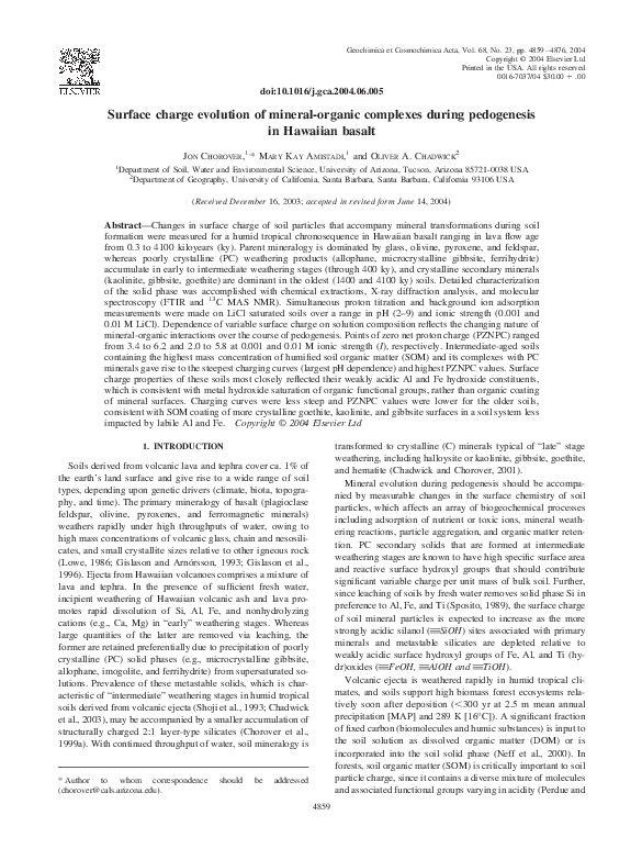 (PDF) Surface charge evolution of mineral-organic complexes during ...