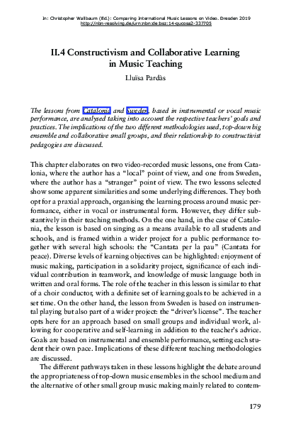 (PDF) Constructivism and Collaborative Learning in Music Teaching