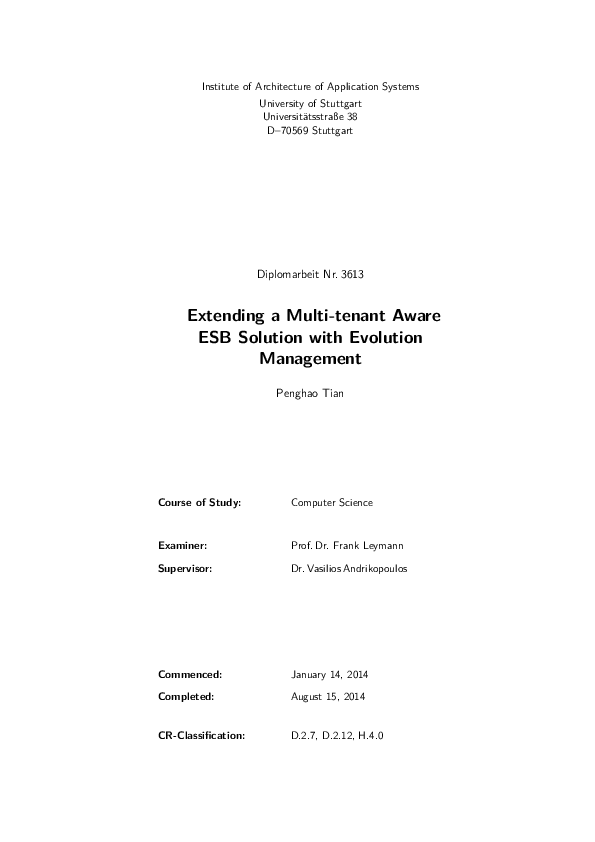 (PDF) Extending a multi-tenant aware ESB solution with evolution management