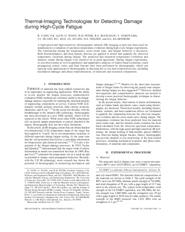 (PDF) Thermal-imaging technologies for detecting damage during high-cycle fatigue