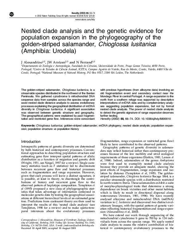 (PDF) Nested clade analysis and the genetic evidence for population ...