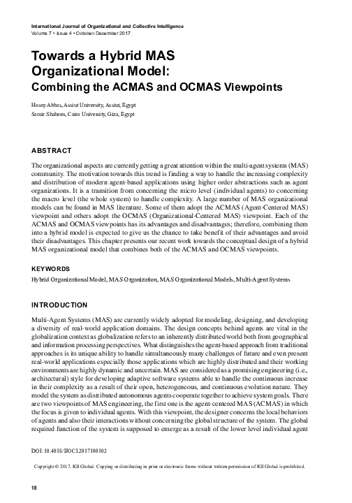 (PDF) Towards a Hybrid MAS Organizational Model