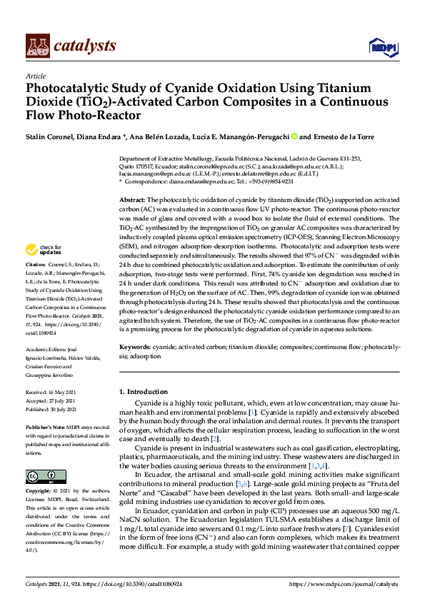 (PDF) Photocatalytic Study of Cyanide Oxidation Using Titanium Dioxide (TiO2)-Activated Carbon ...