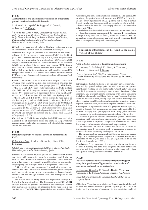 (PDF) P13.23: Case of Seckel Syndrome: diagnosis and monitoring