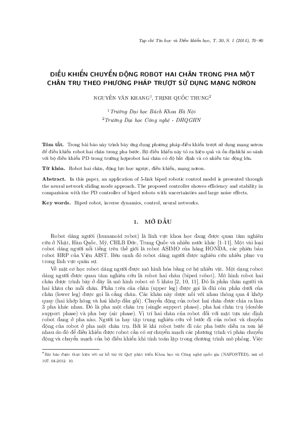 Pdf Motion Control Of Biped Robots In Single Support Phase Based On