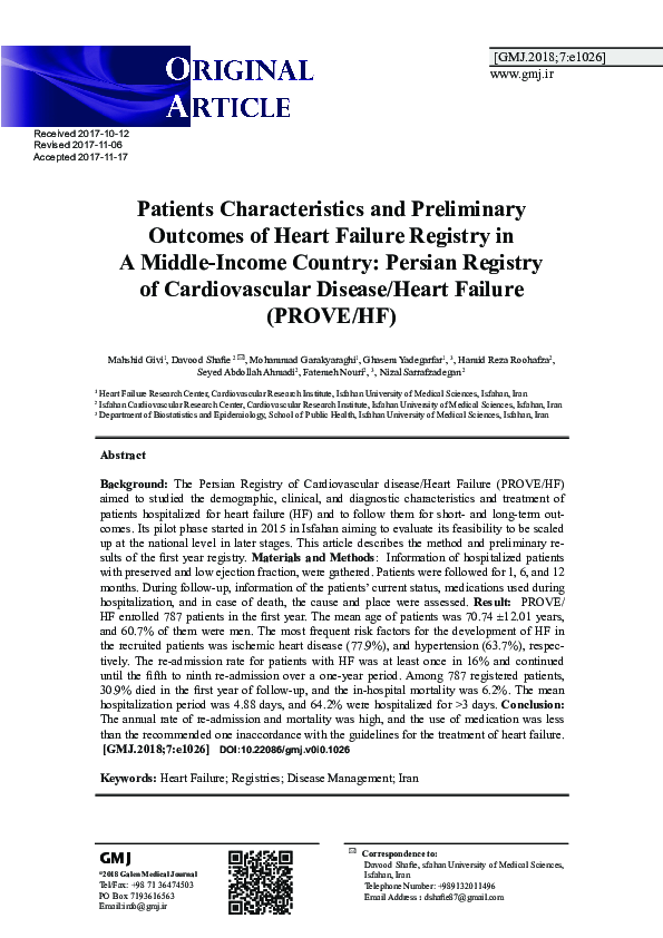 (PDF) Patients Characteristics and Preliminary Outcomes of Heart ...