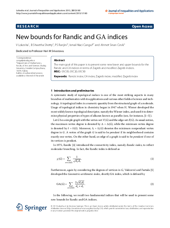 (PDF) New bounds for Randic and GA indices