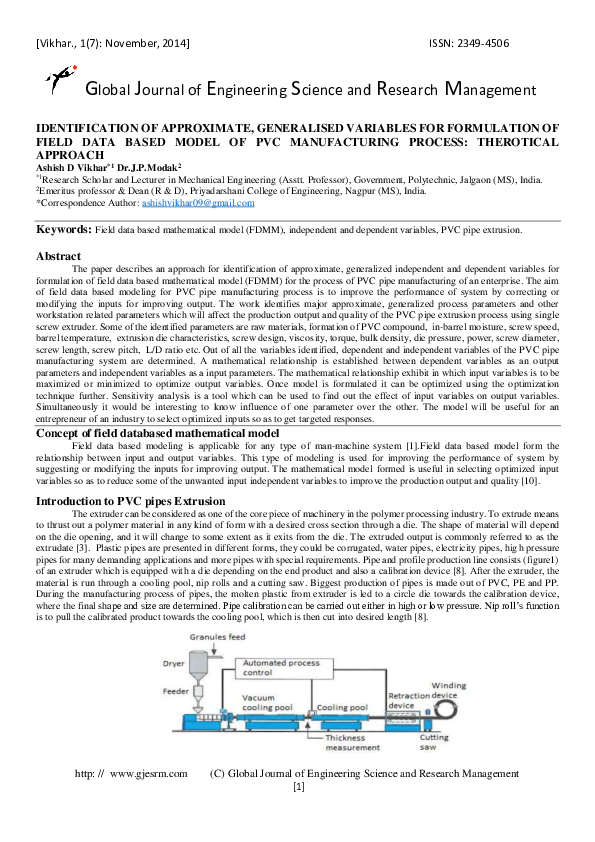 (PDF) Identification of Approximate, Generalised Variables for Formulation of Field Data Based ...