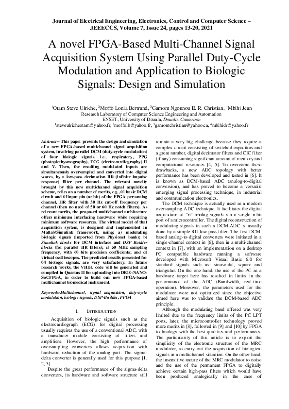 (PDF) A novel FPGA-Based Multi-Channel Signal Acquisition System Using Parallel Duty-Cycle ...