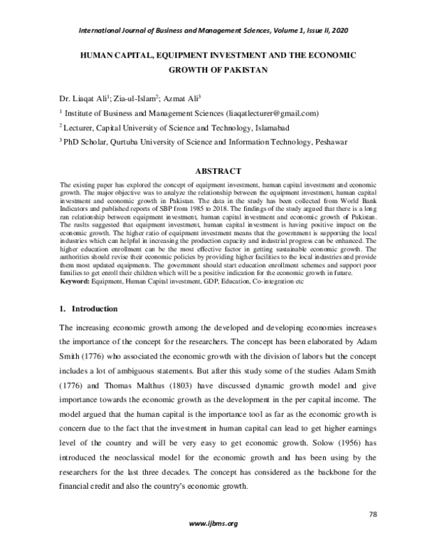 (PDF) HUMAN CAPITAL, EQUIPMENT INVESTMENT AND THE ECONOMIC GROWTH OF ...
