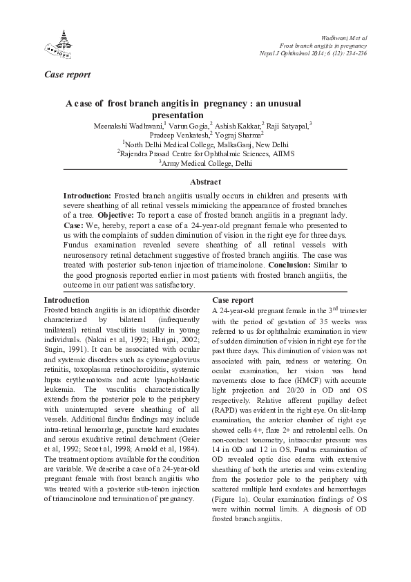 (PDF) A case of frost branch angitis in pregnancy : an unusual ...