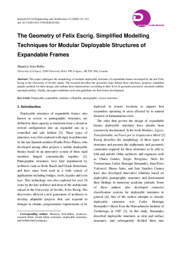 (PDF) The Geometry of Felix Escrig. Simplified Modelling Techniques for Modular Deployable ...